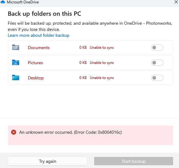 0x8004016c error for creating shared with me onedrive folders on local file explorer - Microsoft Q&A