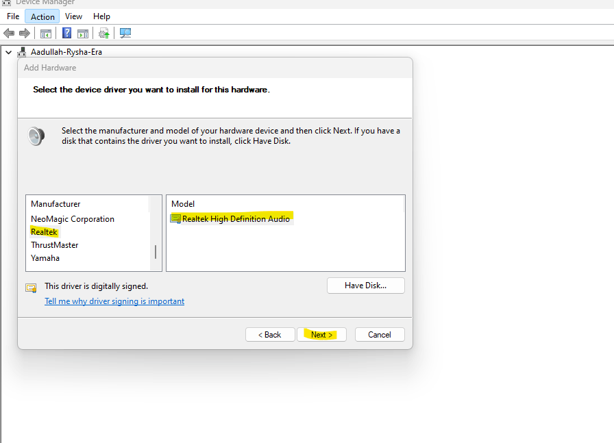 Installing Realtek audio drivers using 'Add legacy hardware' is ...