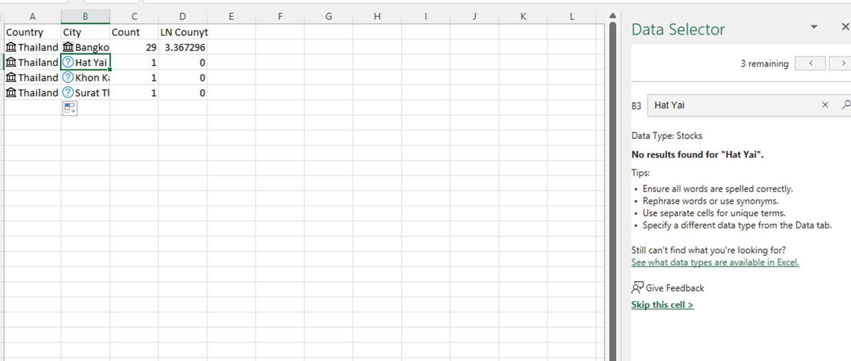 Excel Map Chart Not show all cities in country - Microsoft Q&A