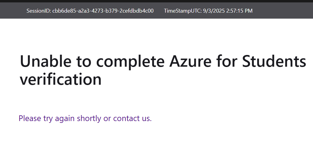 Unable to verify Azure student account - Microsoft Q&A