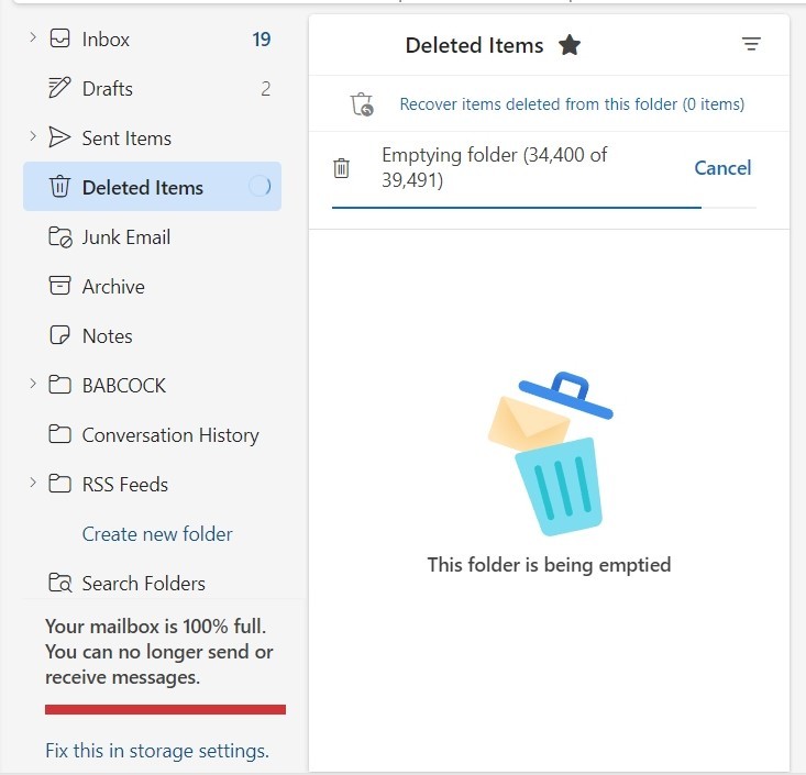 User's Mailbox is full and won't delete emails - Microsoft Q&A