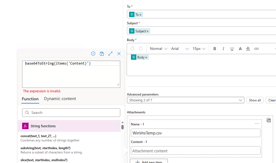 azure logic app send email and csv or excel attachment - Microsoft Q&A