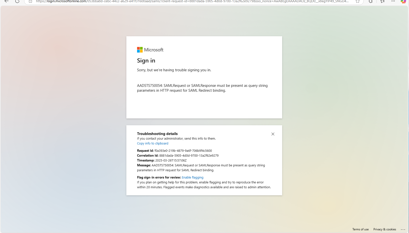 End User Receiving Error: AADSTS750054:SAMLRequest or SAMLResponse must ... End User Receiving Error: AADSTS750054:SAMLRequest or SAMLResponse must ...
