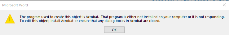 Cannot open adobe pdf's embedded in Word document without Adobe ...