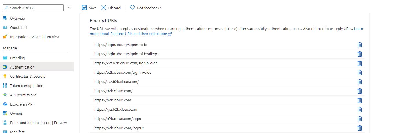 Azure AAD B2B using external identity provider with multiple redirect ...