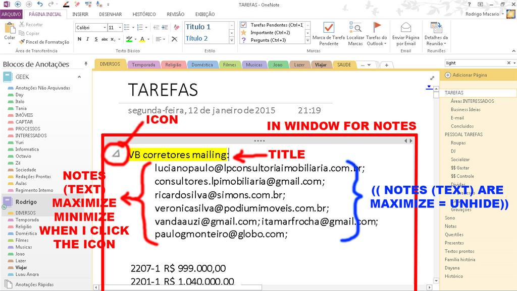 maximize/show and minimize/hide some notes on windows to notes (text ...