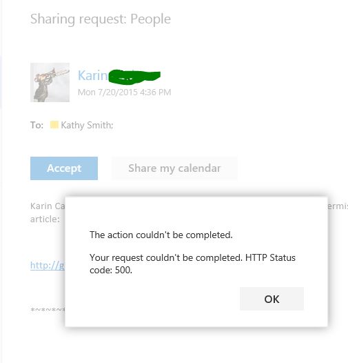 Sharing request acceptance denied - Microsoft Q&A
