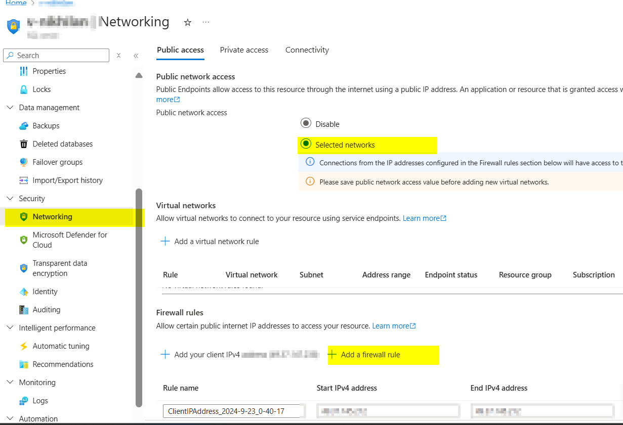 How can I connect to Azure database from desktop application with non-static IP address ...