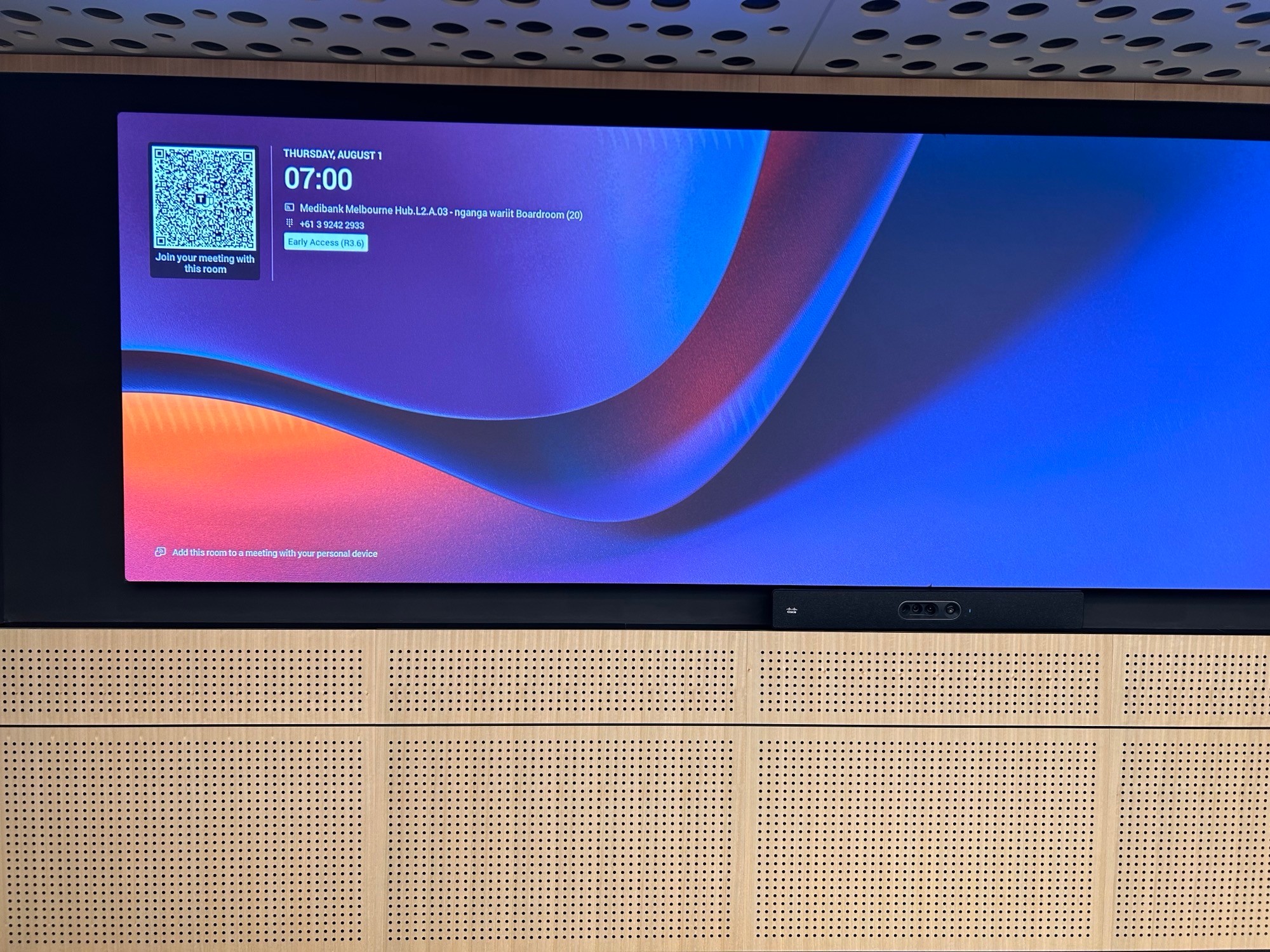 Teams Room on Android - Cisco EQ Codec. Main display appears to have ...