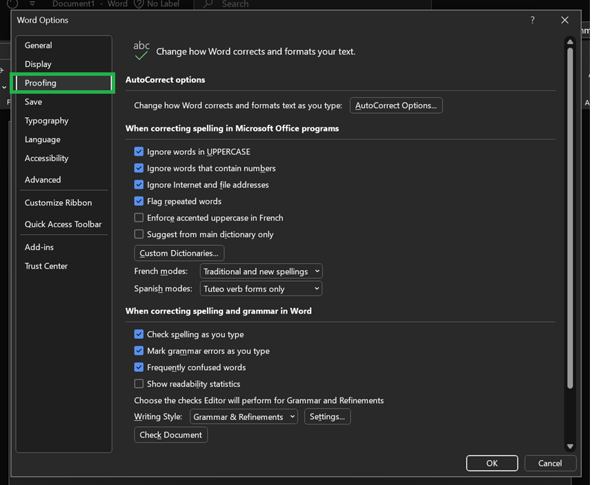 In Microsoft Word how is SpellCheck turned on - Microsoft Q&A