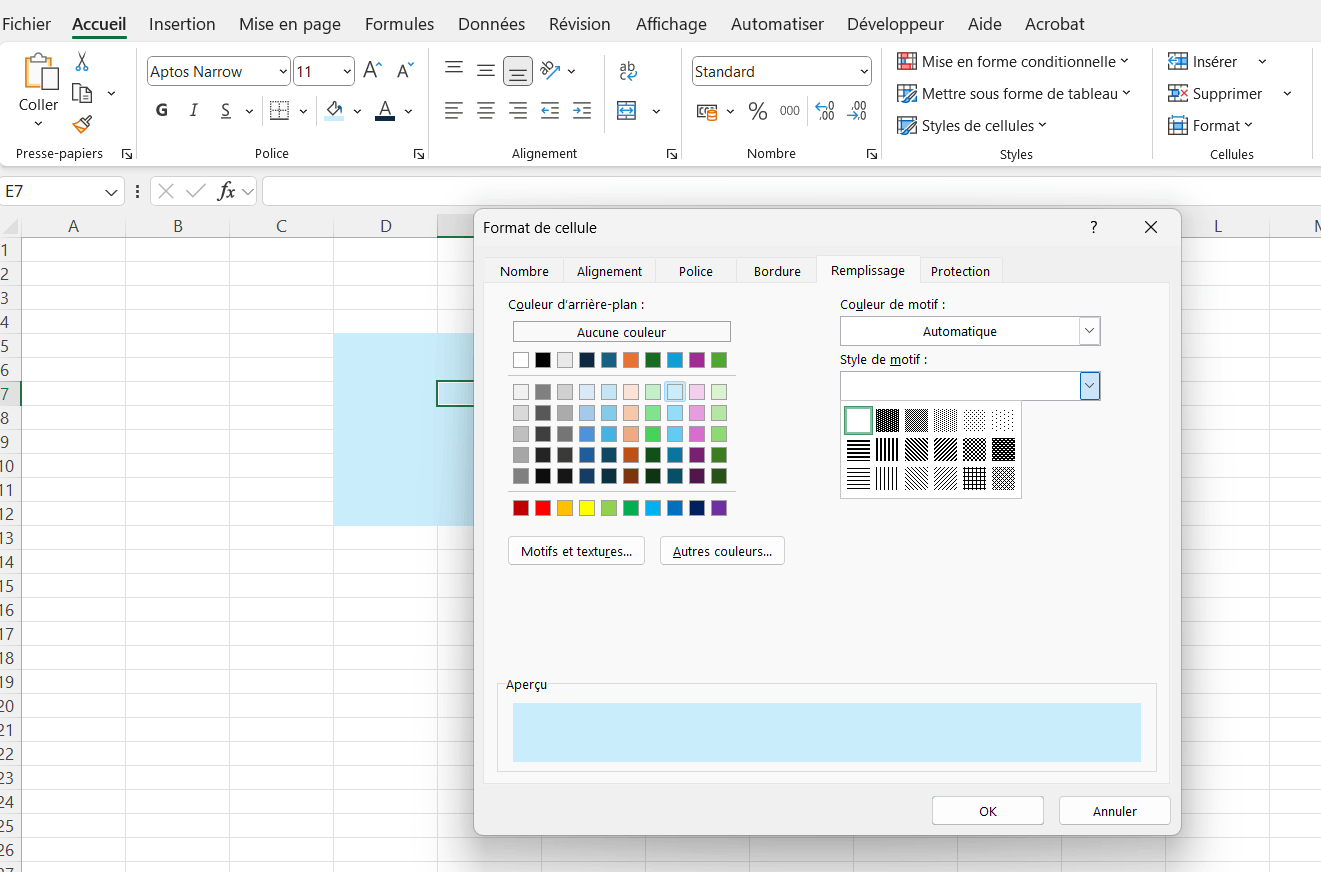 Hachurer des cellules avec Excel Web - Microsoft Q&A