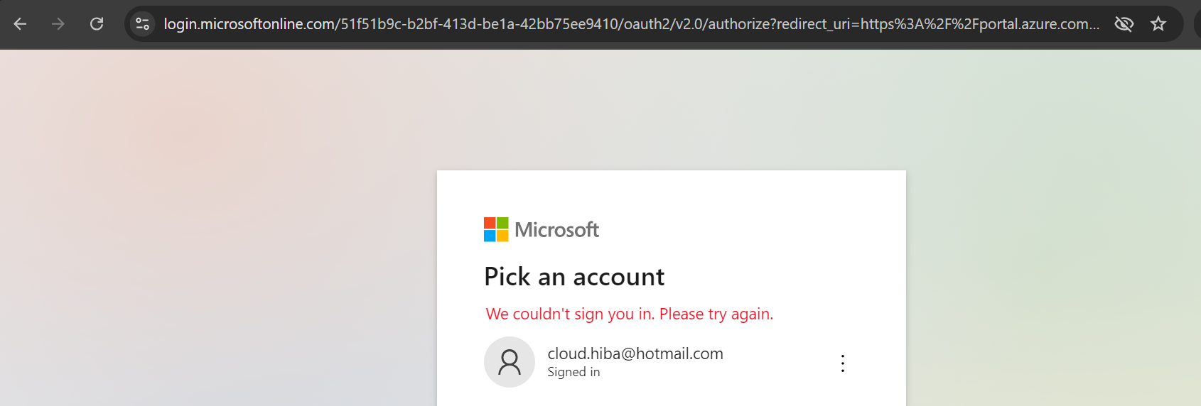 unable to login in Azure portal - Microsoft Q&A