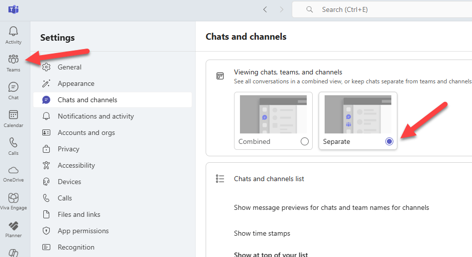 Teams - Restore separate view of Chat and Teams in sidebar for all ...
