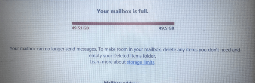 Your Mailbox is Full, you may not be able to send or receive items ...