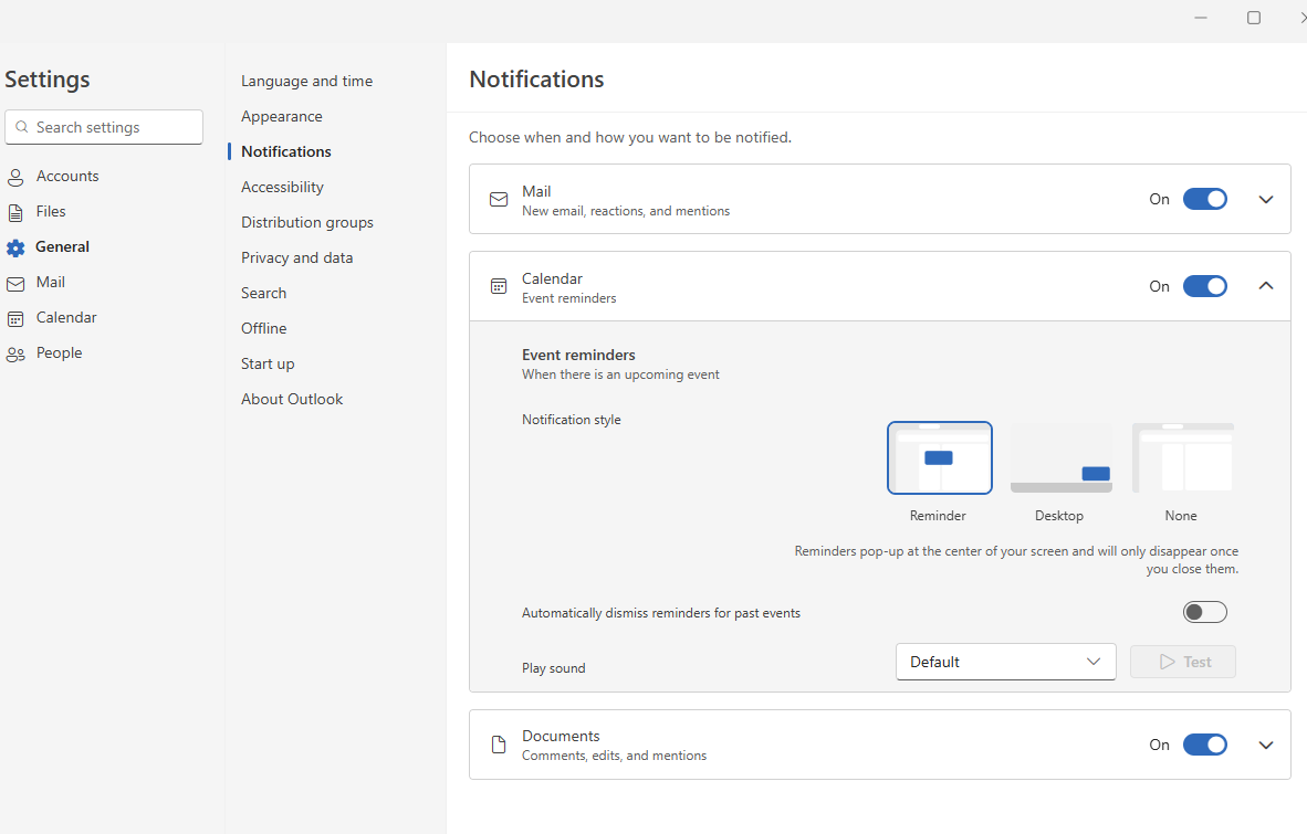 New Outlook Reminder Notifications - Microsoft Q&A
