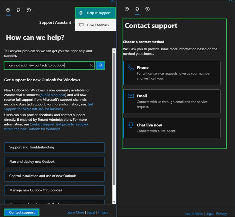 I cannot add new contacts to outlook - Microsoft Q&A