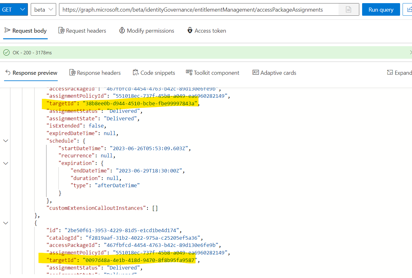 AuditLog Admin directly assigns user to access package - unable to see assigned user in log ...