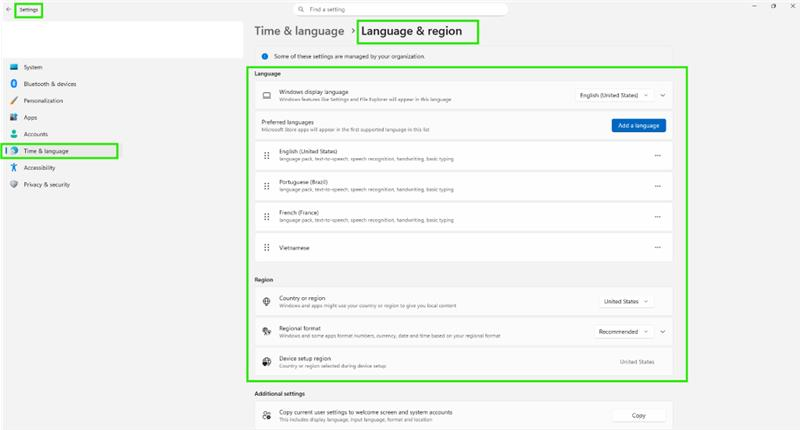 Teams account does not match with time zone, language, and region of ...