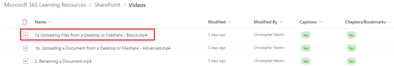 Stream (in SharePoint) settings automatically open upon opening a video ...
