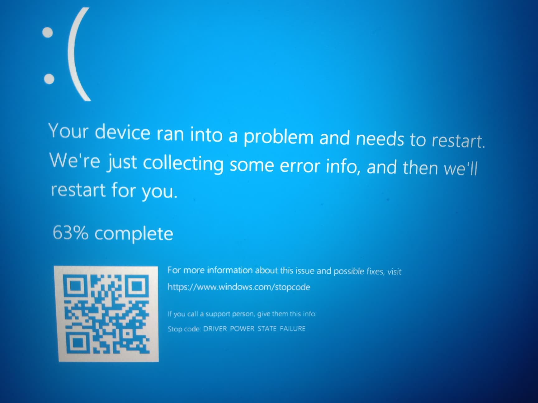 จอฟ้า bluescreen stop code driver power state failure - คำถามคำตอบของ ...