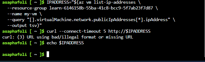 I did not finish the "Configure network access" exercise, now the commands return a funny reply ...