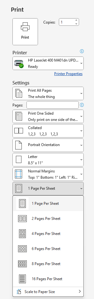 Print multiple pages per sheet tab missing - Microsoft Q&A