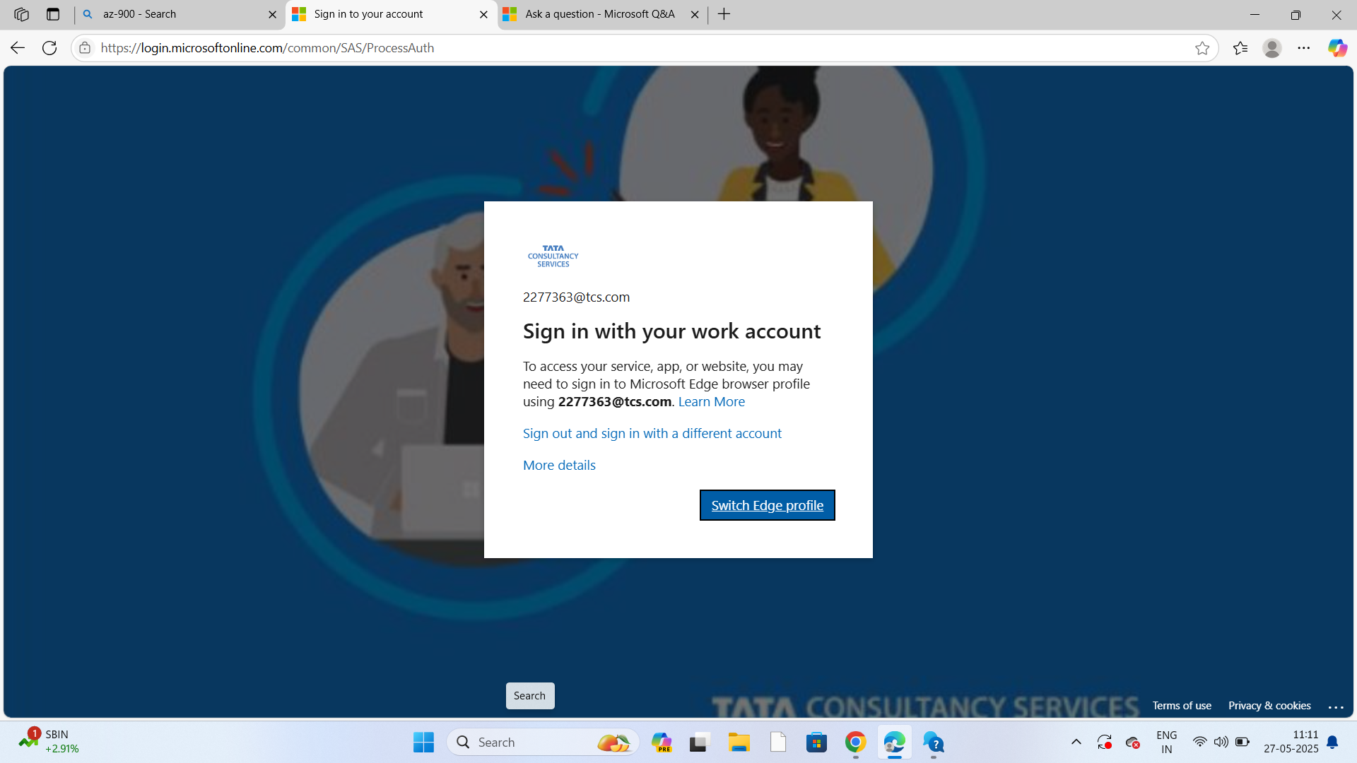 i am unable to connect my personal account with office account ...