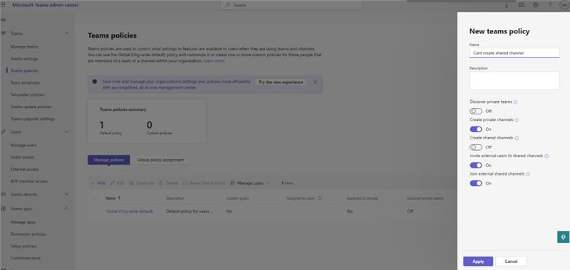 Unable to Create Shared Channel in Teams - Microsoft Q&A
