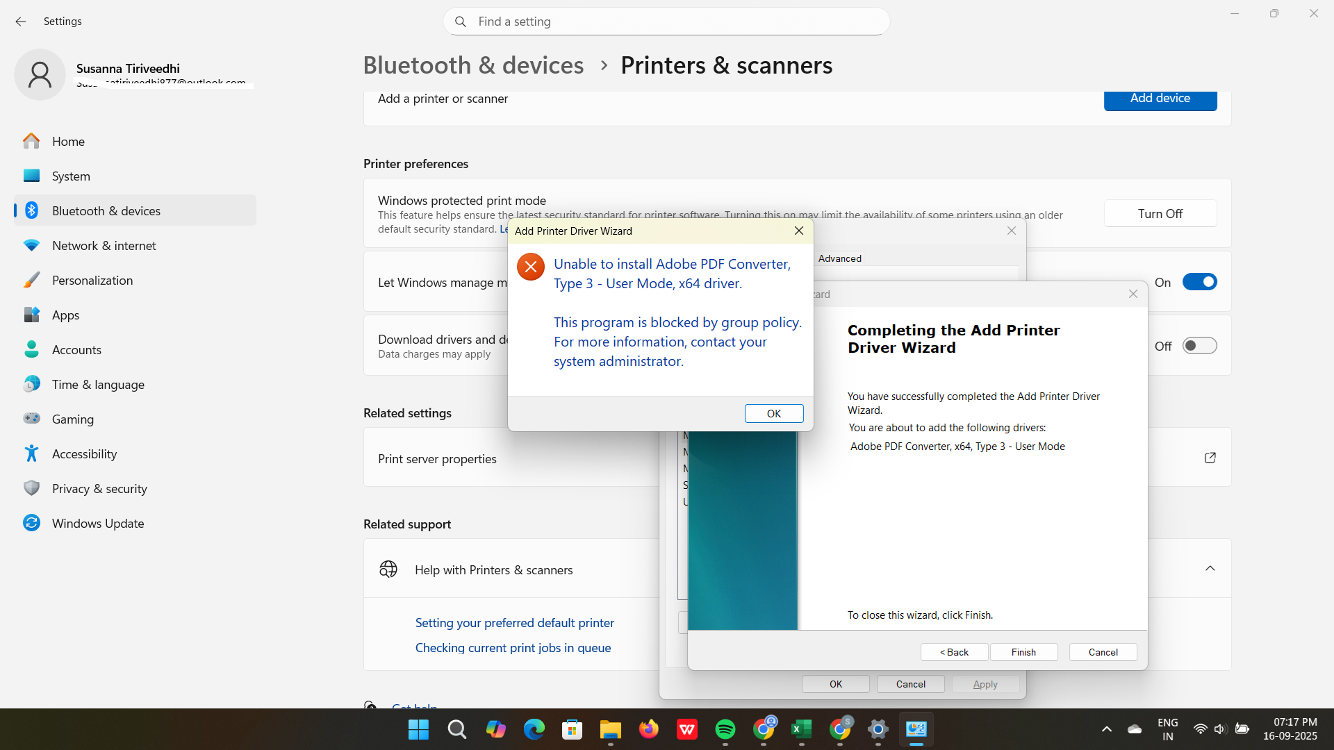 while adding printer device which is microsoft to print pdf it is not ...