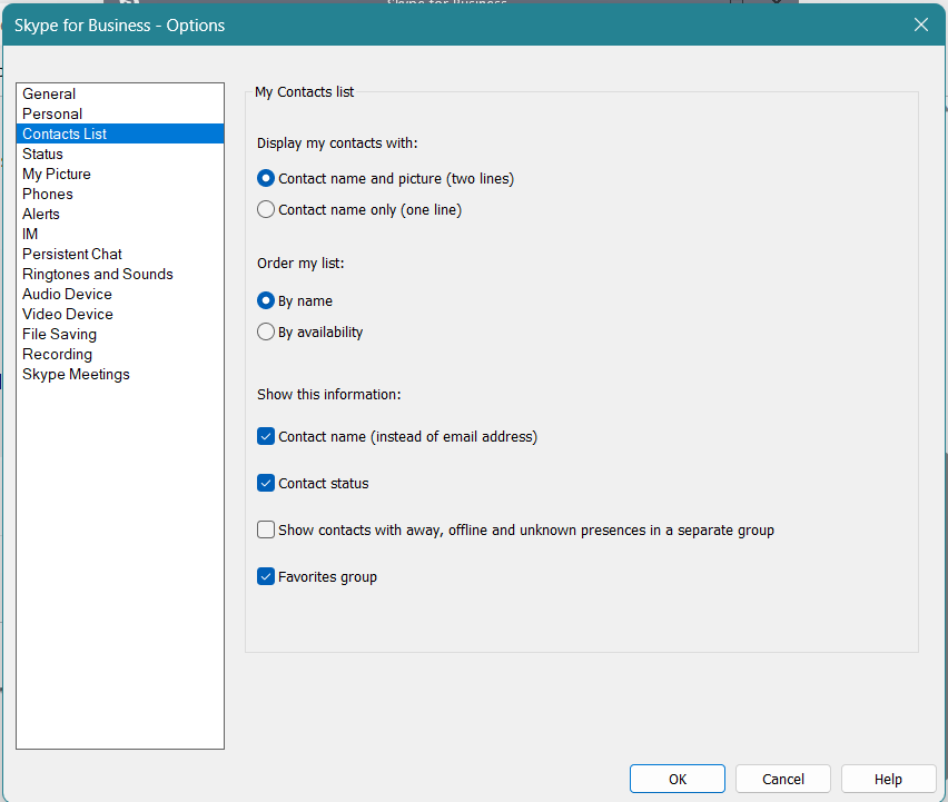 Skype for business syncing my contact list instead of global address ...