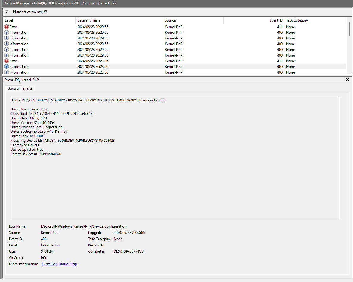 Event viewer Error Source: Advanced Error Reporting (PCI Express) - Microsoft Q&A