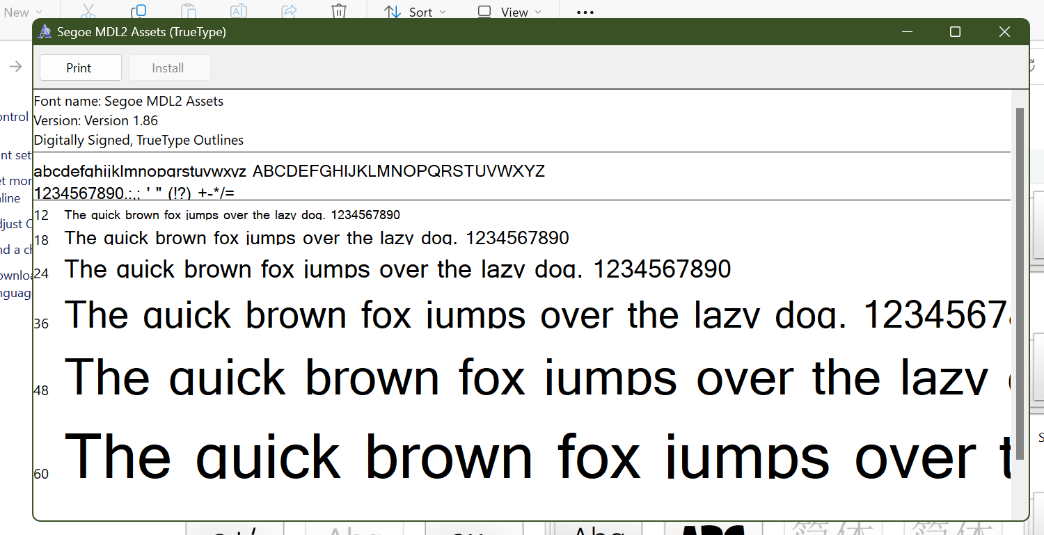 system Font SEGOE FLUENT display in Windows 11 font manager is garbled ...