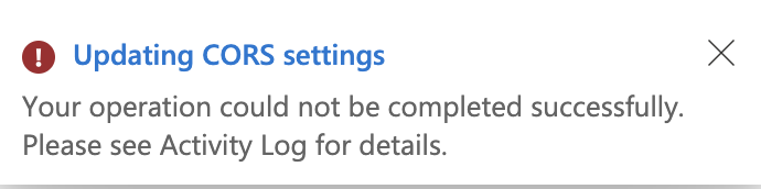 Unable to update CORS settings on Azure CosmosDB Resource - Microsoft Q&A