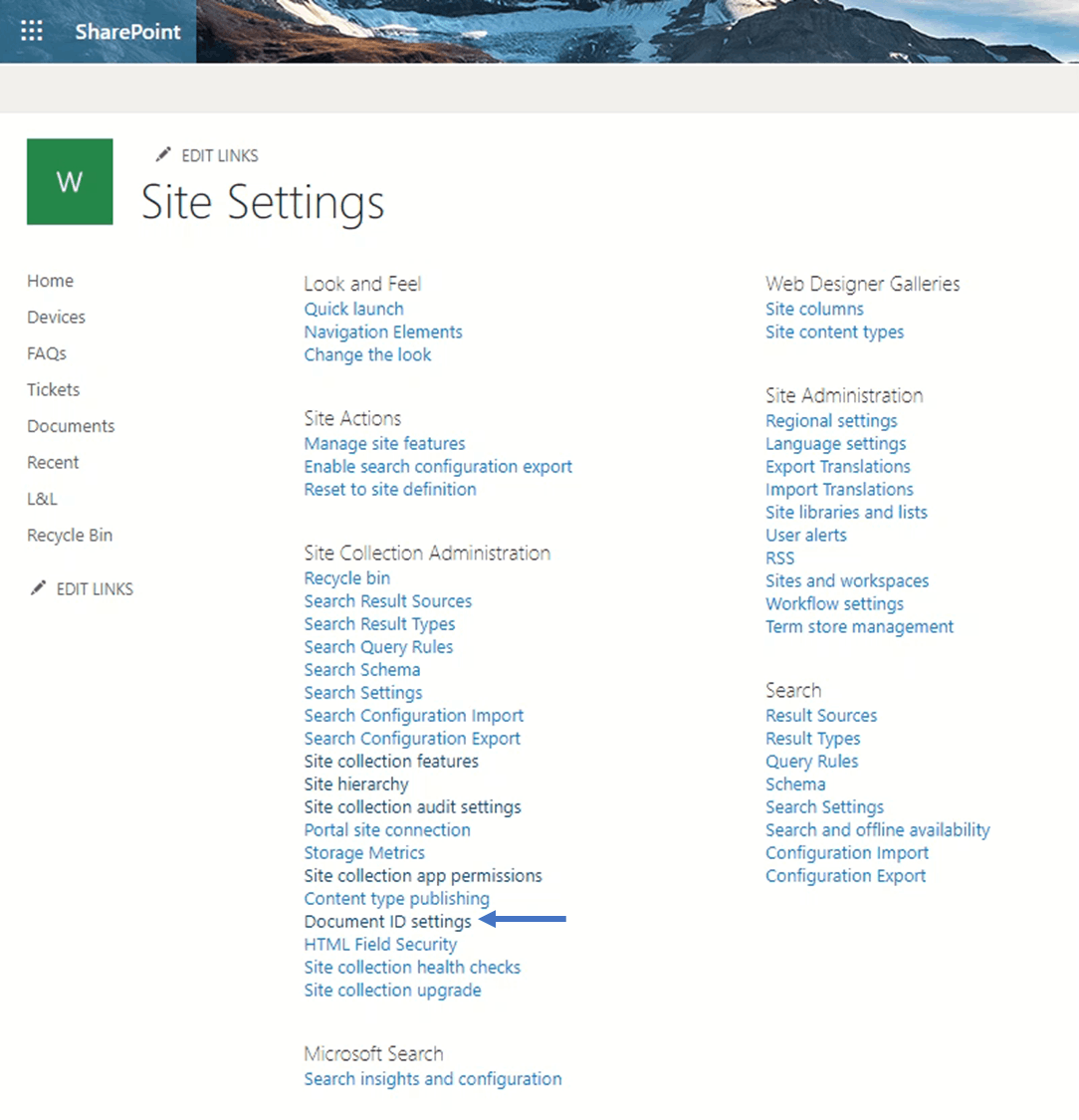 how to enable document ID feature services for the entire organization and all the team site ...