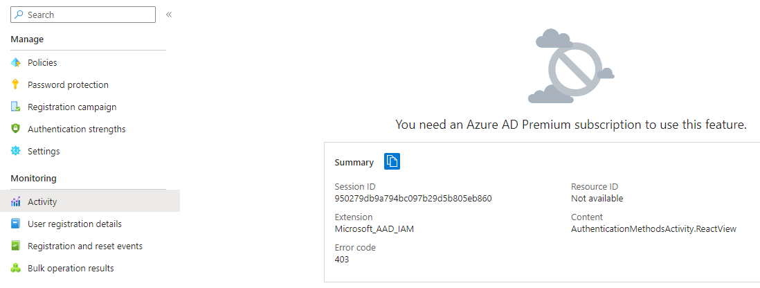 I have an Azure AD P1 subscription, but I cannot access authentication ...
