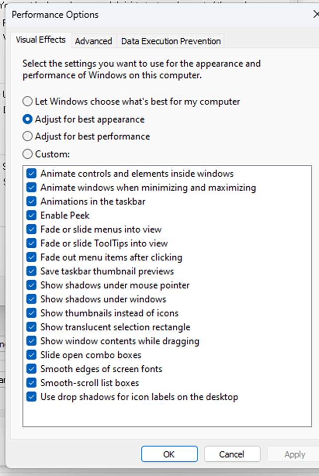 ‘Windows 11 Acrylic effect in menus’ can't affect. - Microsoft Q&A