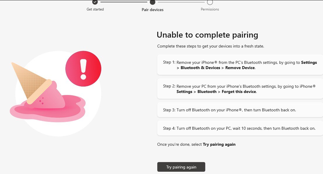 Phone Link won't pair with my iPhone - Microsoft Q&A
