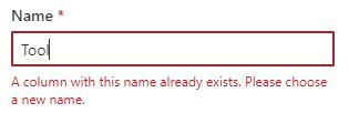 Microsoft List Column name chan't be change because it already exists ...