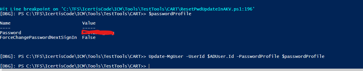 Update-MGUser is not throwing any error but the password is not updated in Azure AD User profile ...