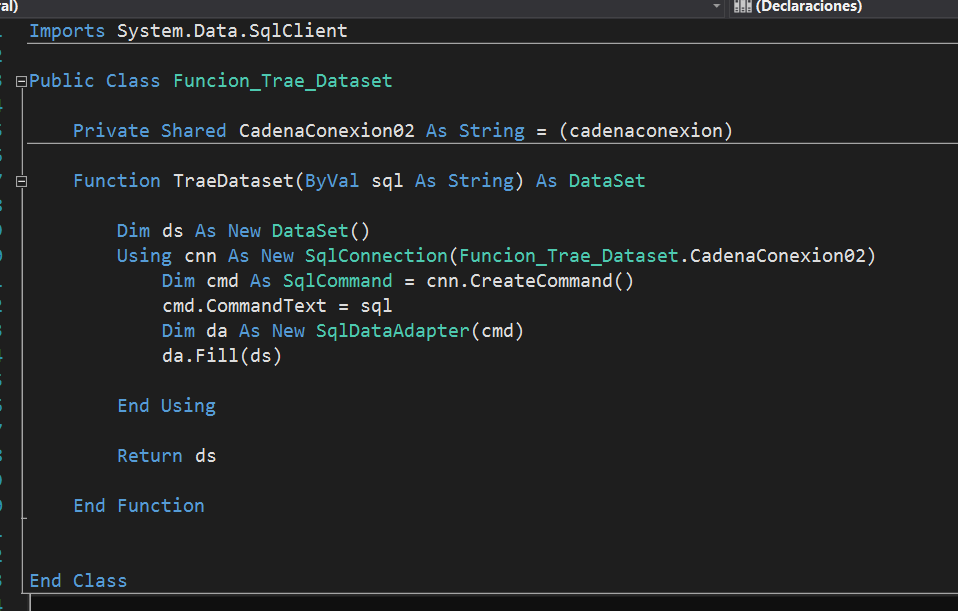Problems with a DataSet type function en C Sharp - Microsoft Q&A