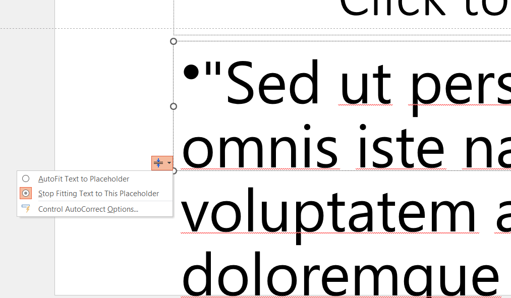 "Split Text Between Two Slides" option not visible, can't split text at ...