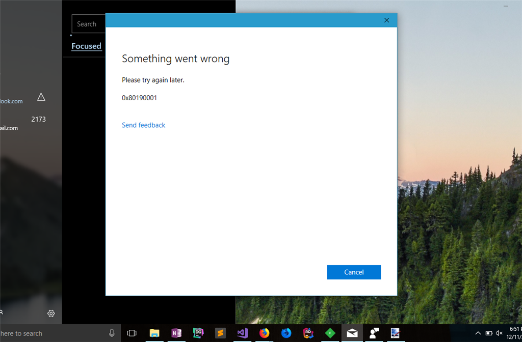 "Something went wrong" when attempting to update account info in 'Mail ...