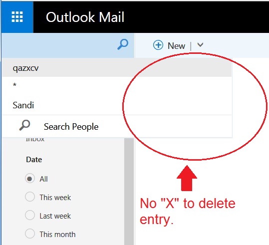 How to delete search history entries in new Outlook Mail interface ...