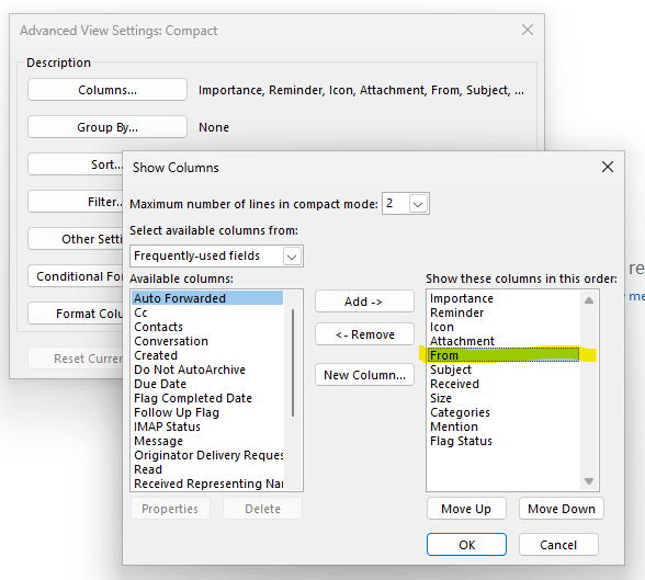Microsoft outlook View, - Microsoft Q&A