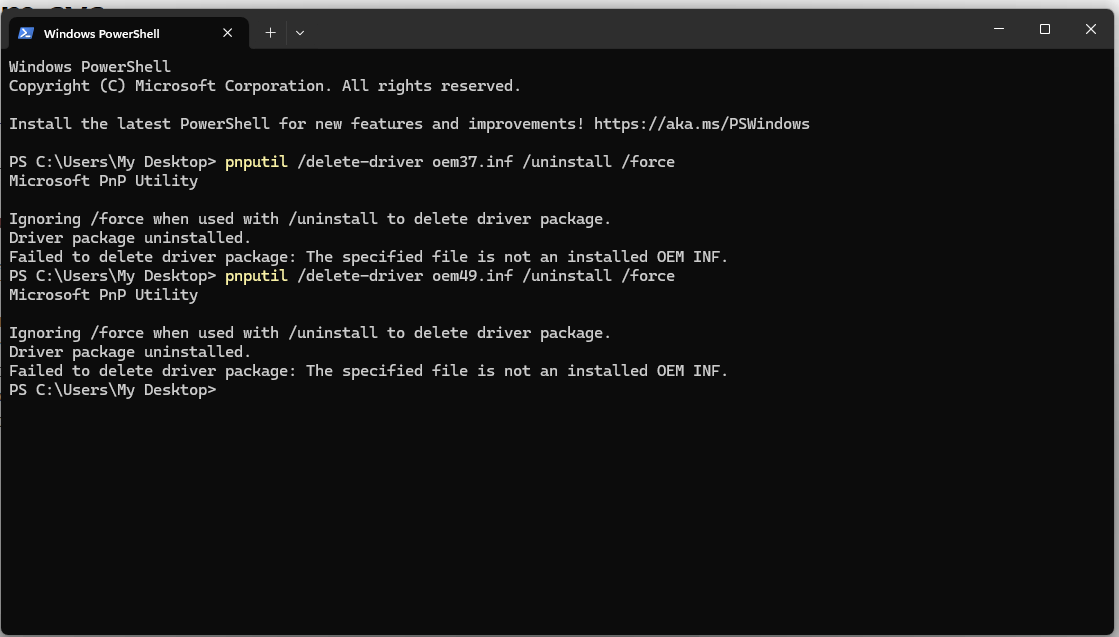 Trying to remove Incompatible drivers ssudbus.sys & ssudmdm.sys ...