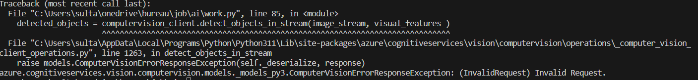 Azure Computer Vision - detect_objects_in_stream (InvalidRequest ...