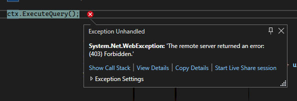 How Do I Resolve This Exception Thrown While Trying To Do Crud Operations On Csom Microsoft Qanda