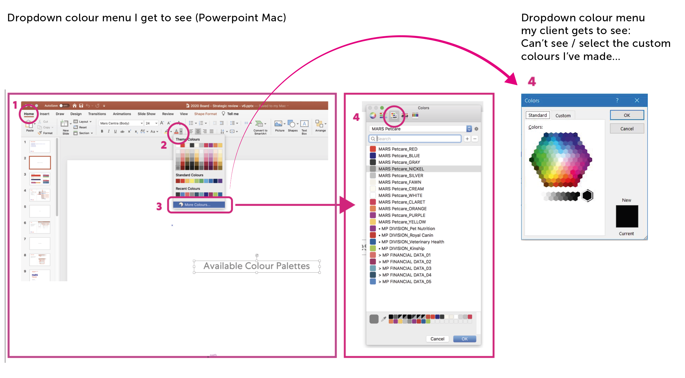 Colour palettes look different in Powerpoint Mac vs PC versions - How ...