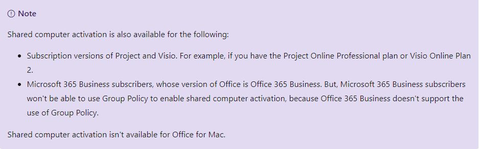 O365 License for Shared Computer Activation - Microsoft Q&A