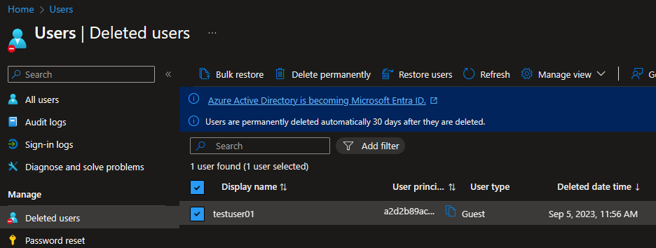 How to restore deleted users - Microsoft Q&A